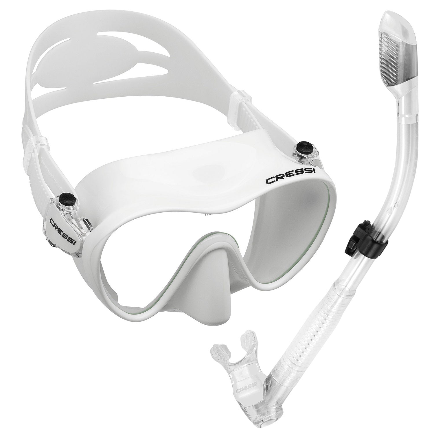 Used Cressi Frameless Dive Mask and Supernova Dry Snorkel Combo-White ...