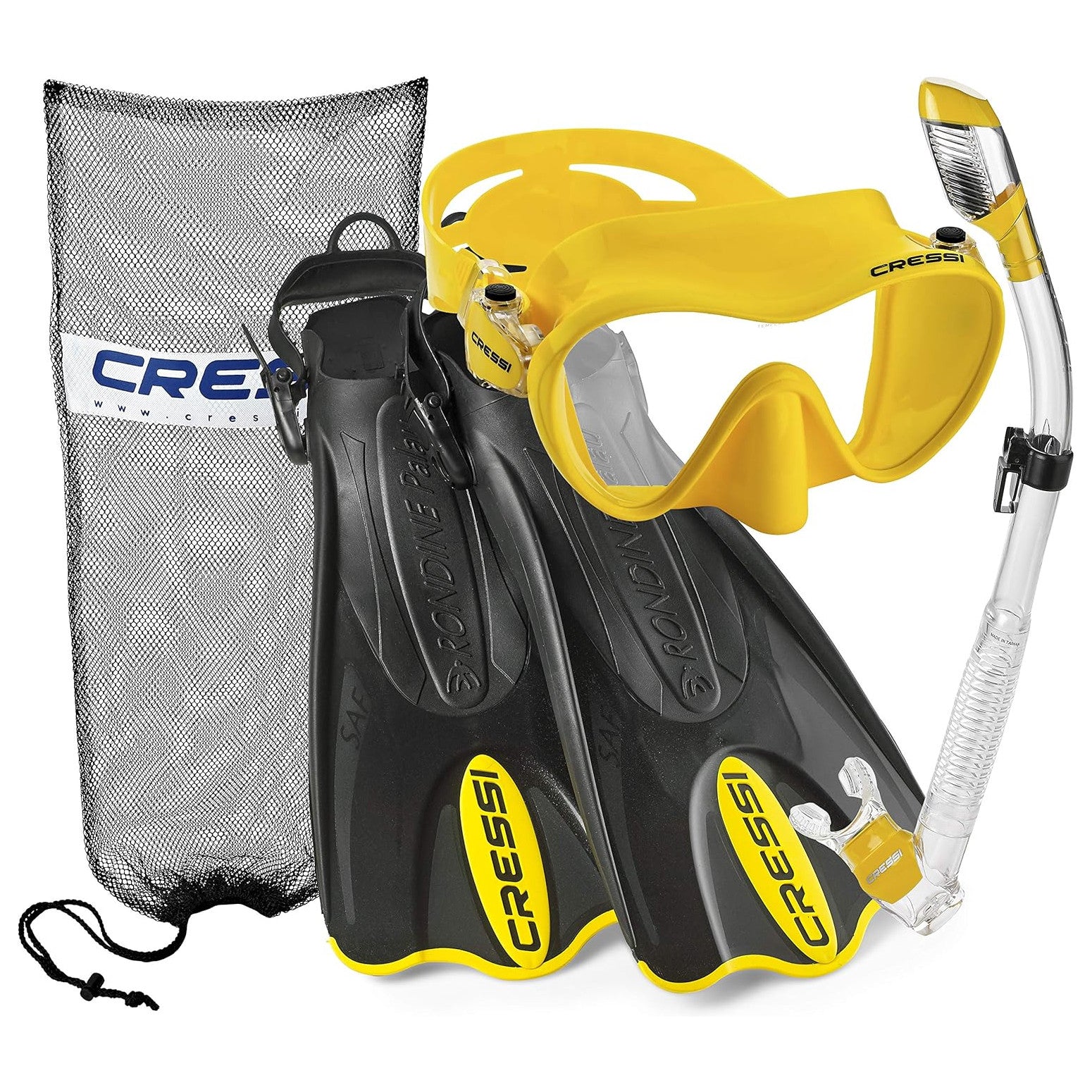 Cressi F1 Mask - Supernova Dry Snorkel - Palau SAF Fins Snorkel Set ...