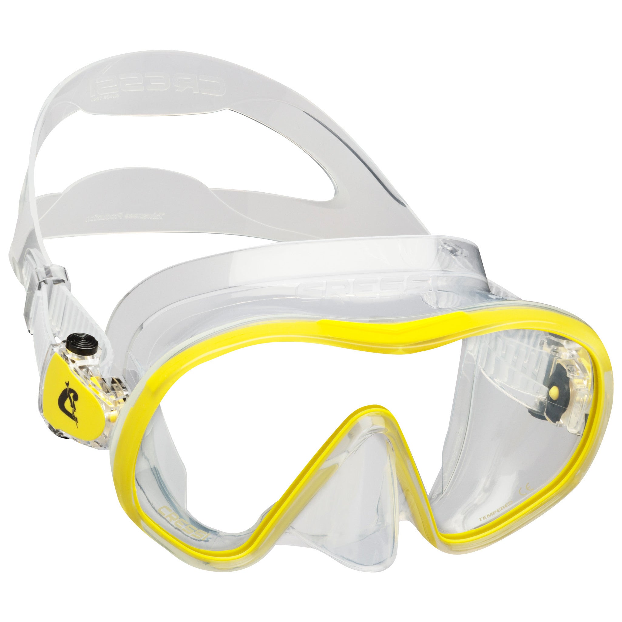 Open Box Cressi F-Dual Single Lens Frameless Scuba Mask - Clear/Yellow ...